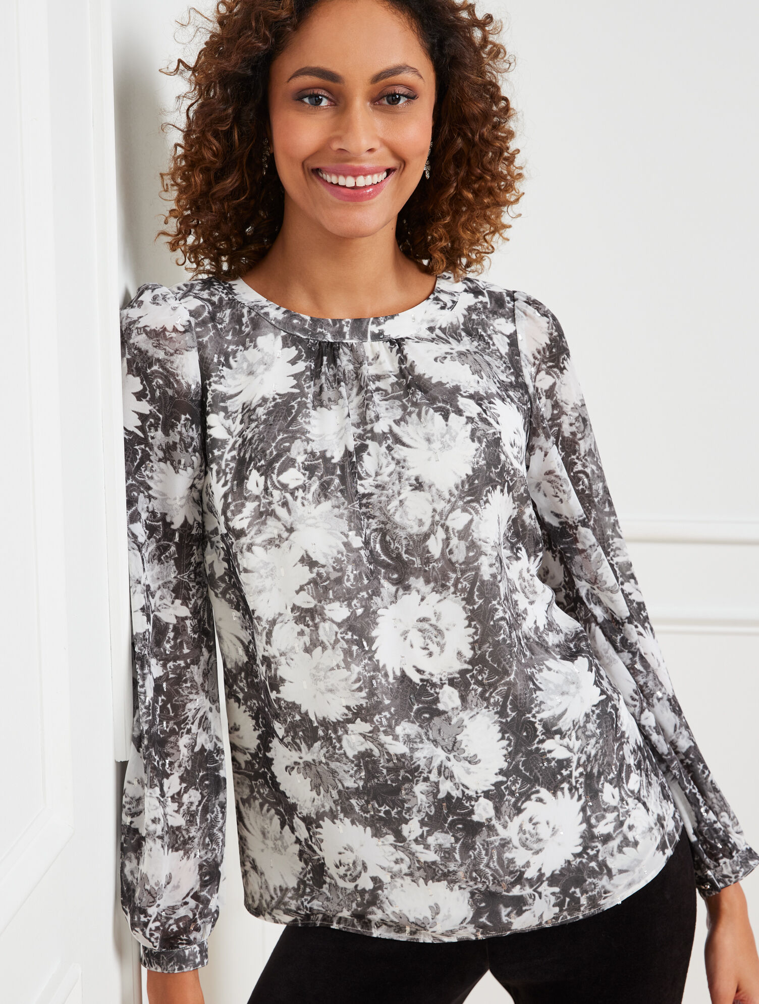 Tie Back Blouse - Floral Scrolls | Talbots