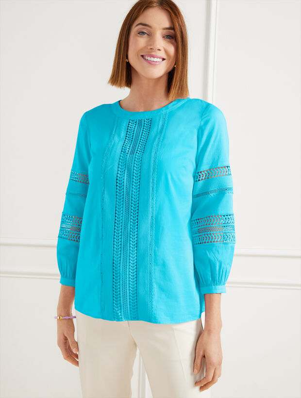 Embroidered Trim Top | Talbots