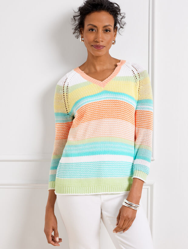 Marl Stripe Raglan Sweater | Talbots
