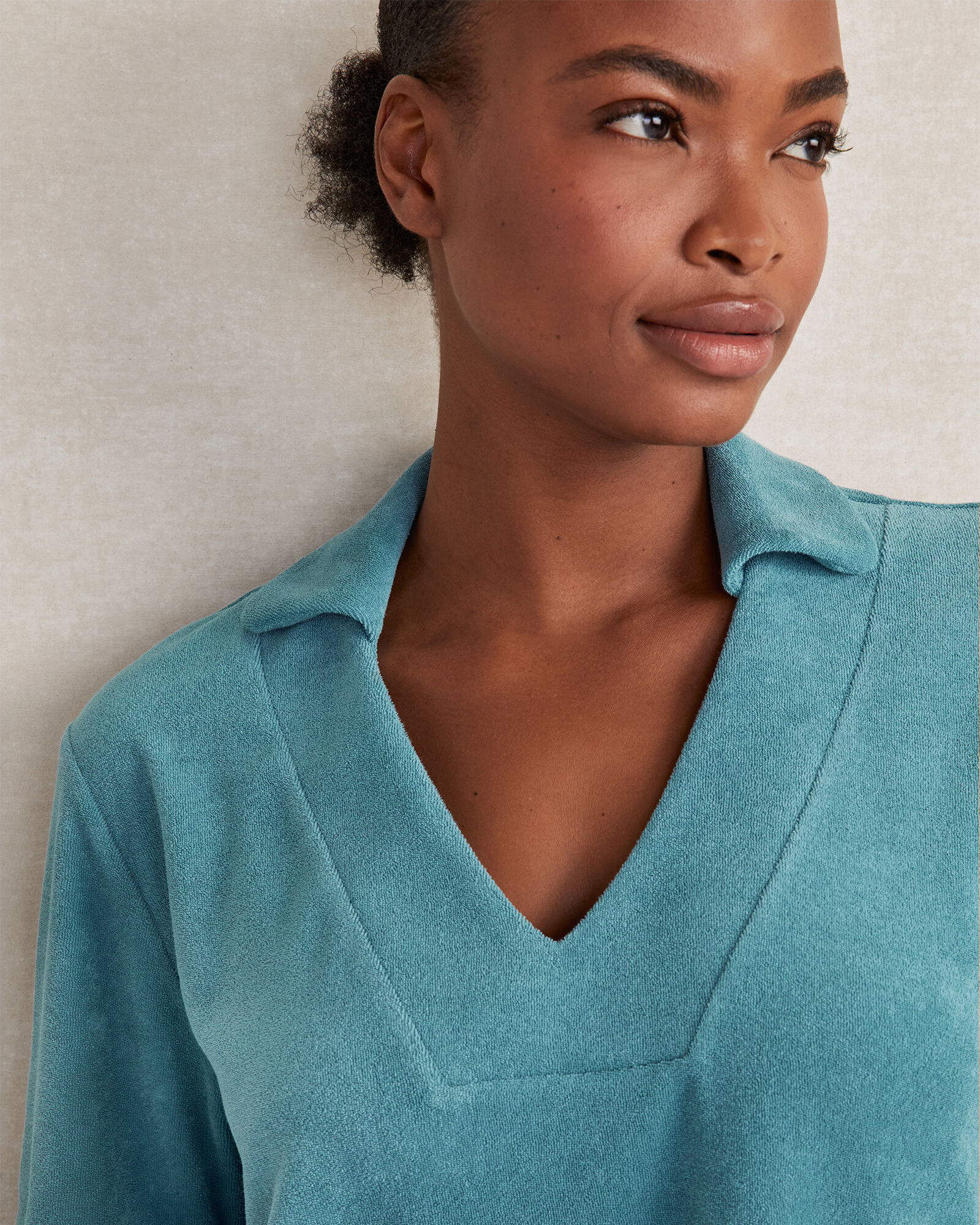 Terry Cloth V-Neck Top | Haven Well Within