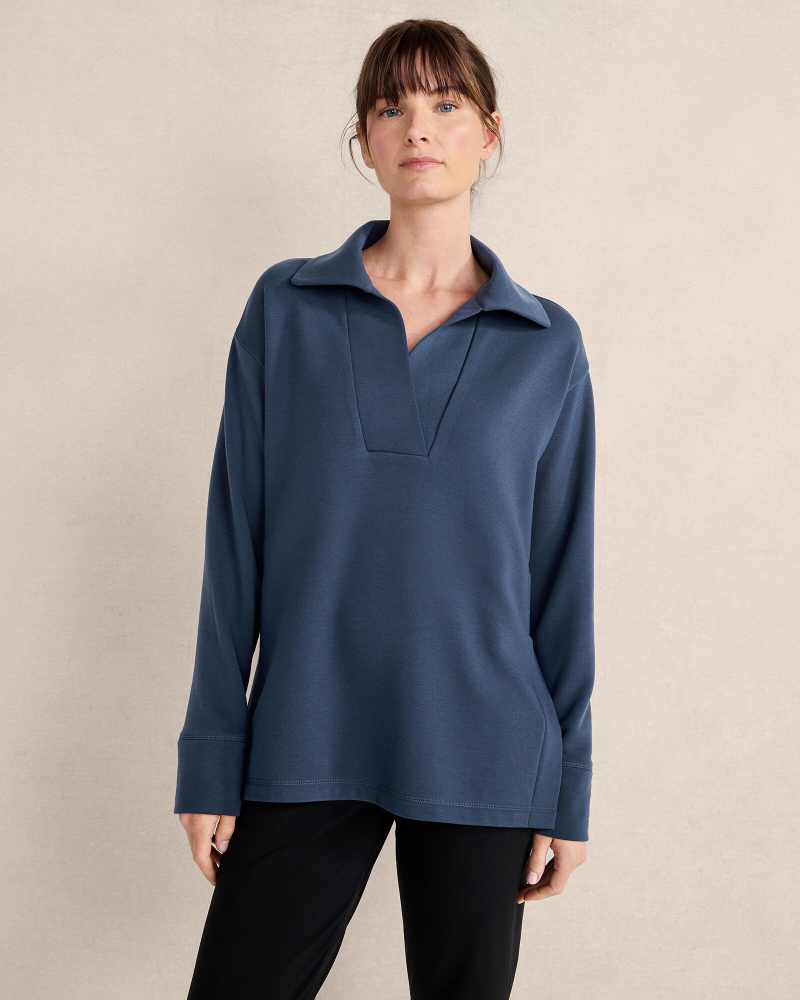 Fleece Johnny Collar Pullover Top | Haven Well Within
