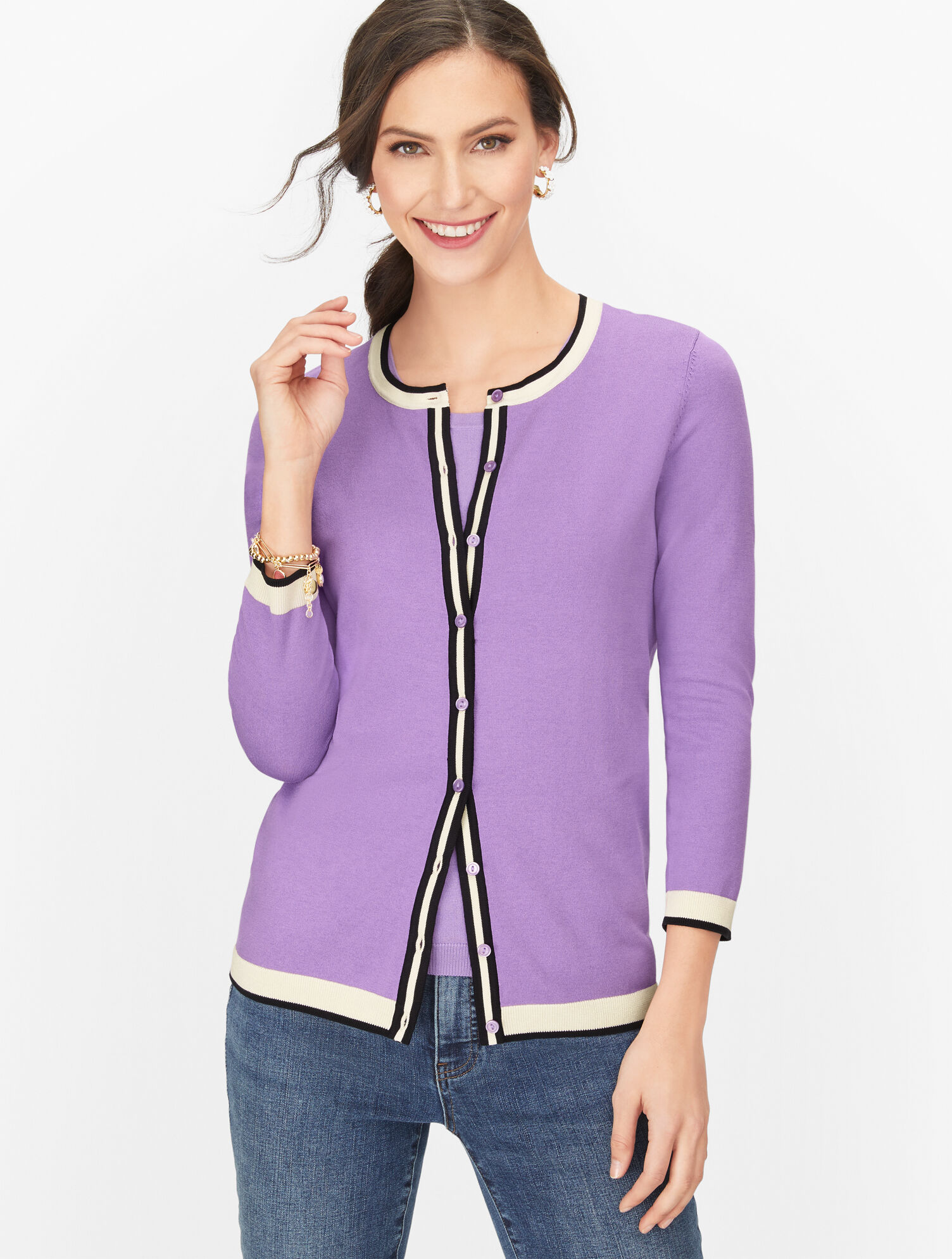 Charming Cardigan - Tri-Color Tipping | Talbots