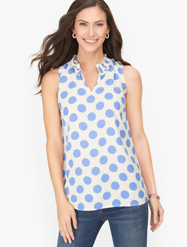 Feminine Split Neck Shell - Cheerful Dots | Talbots
