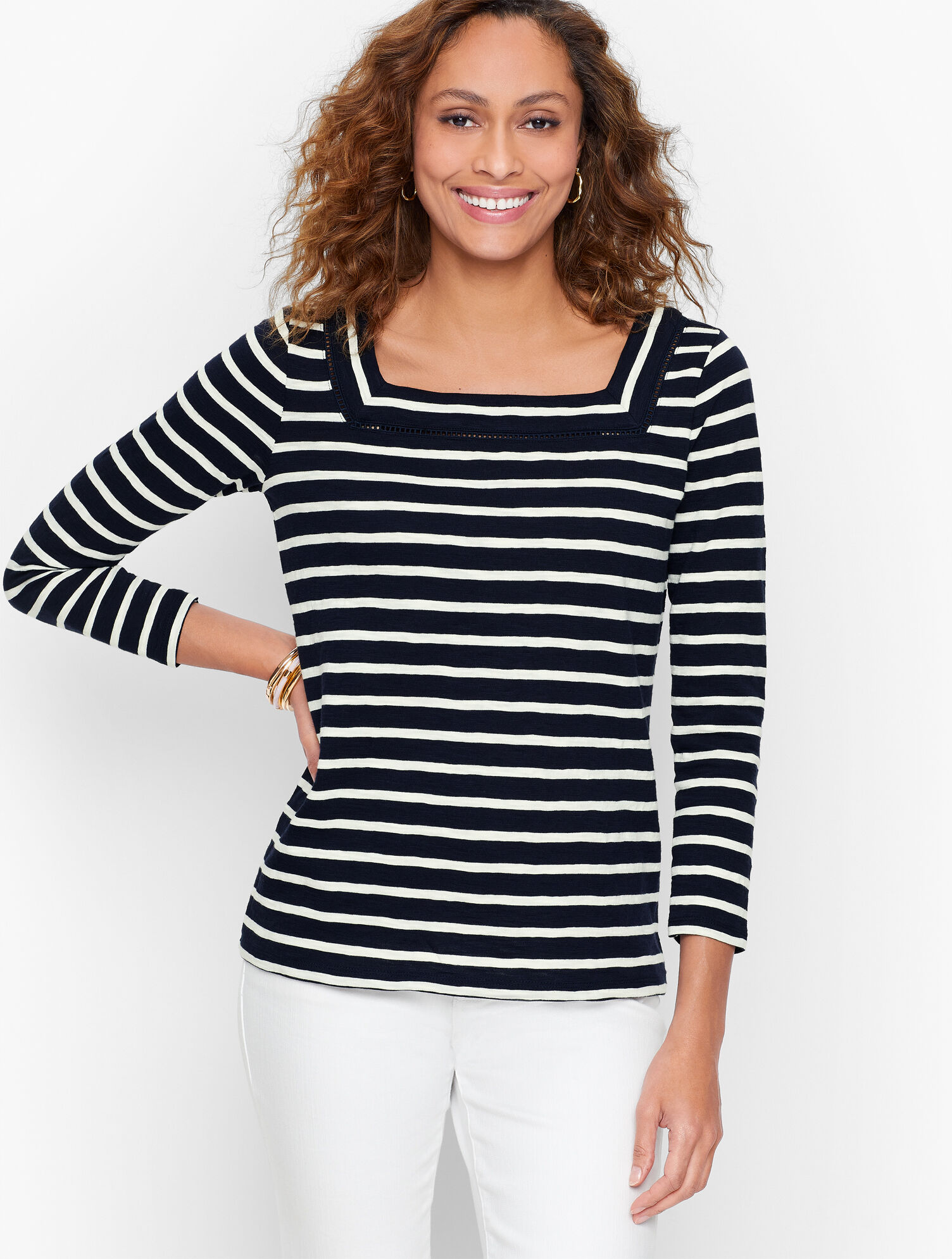 Tamarind Stripe Square Neck Top | Talbots