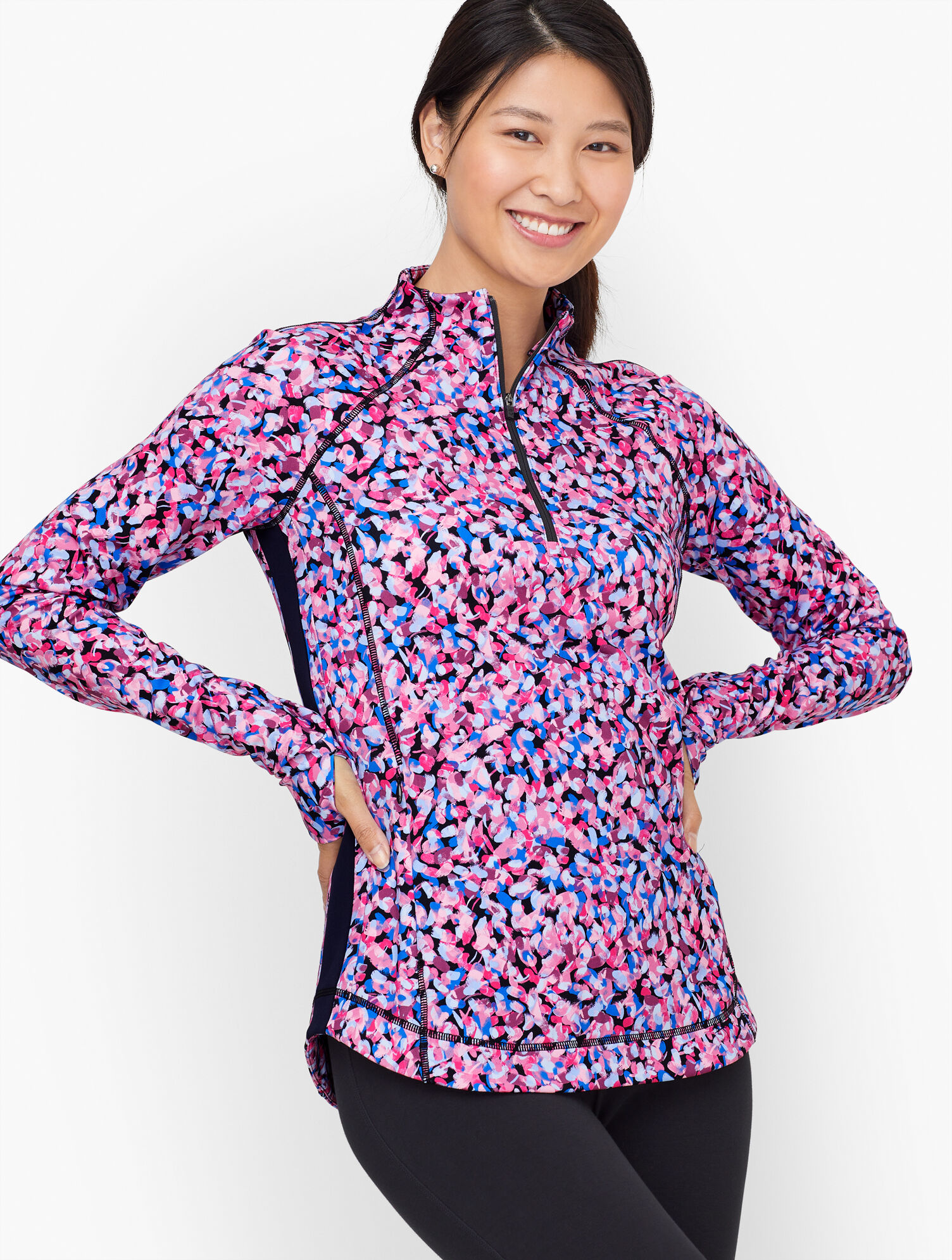 Performance Interlock Half Zip Pullover - Confetti Splash | Talbots