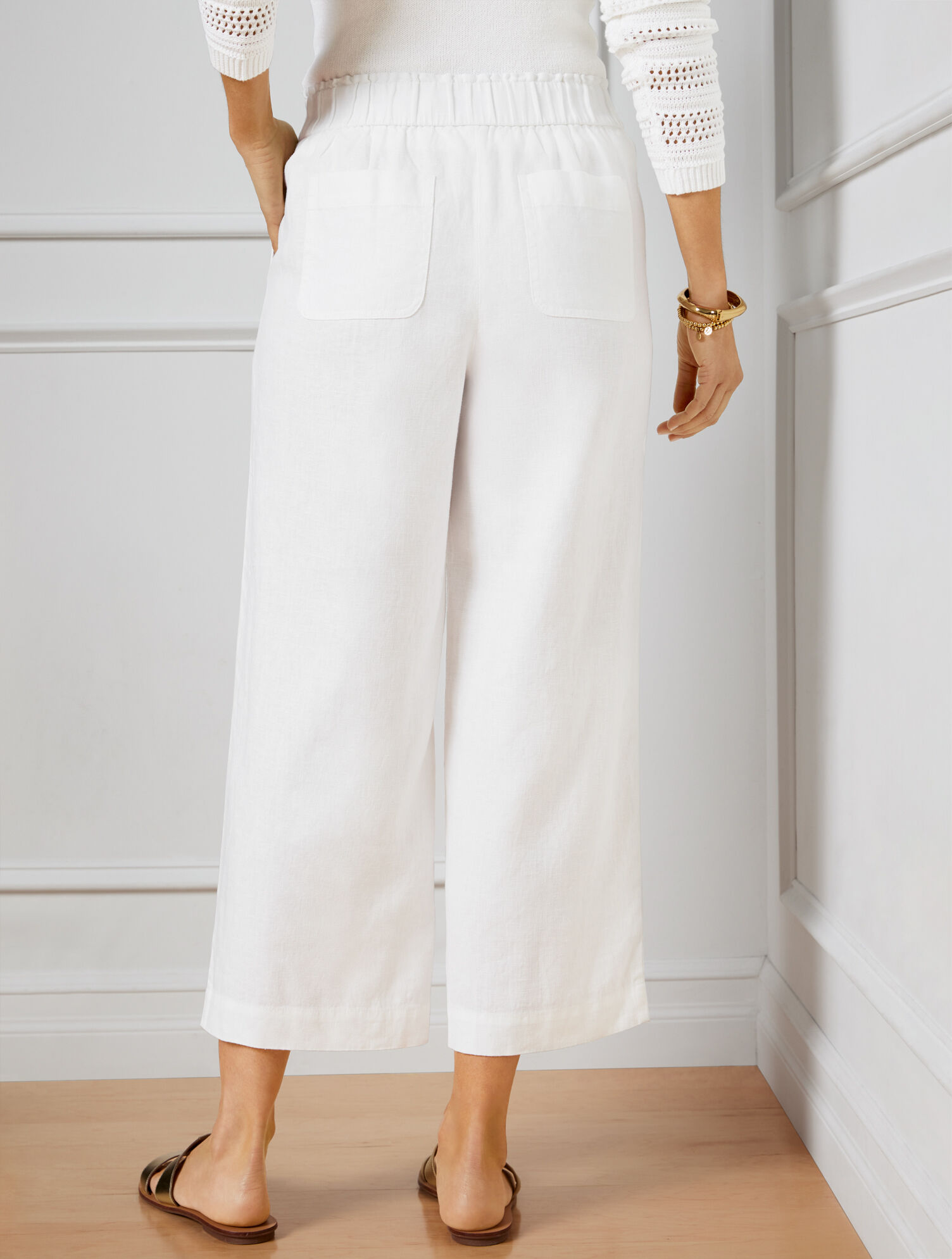Talbots Nantucket Washed Linen Wide Leg Crop Pants | Talbots