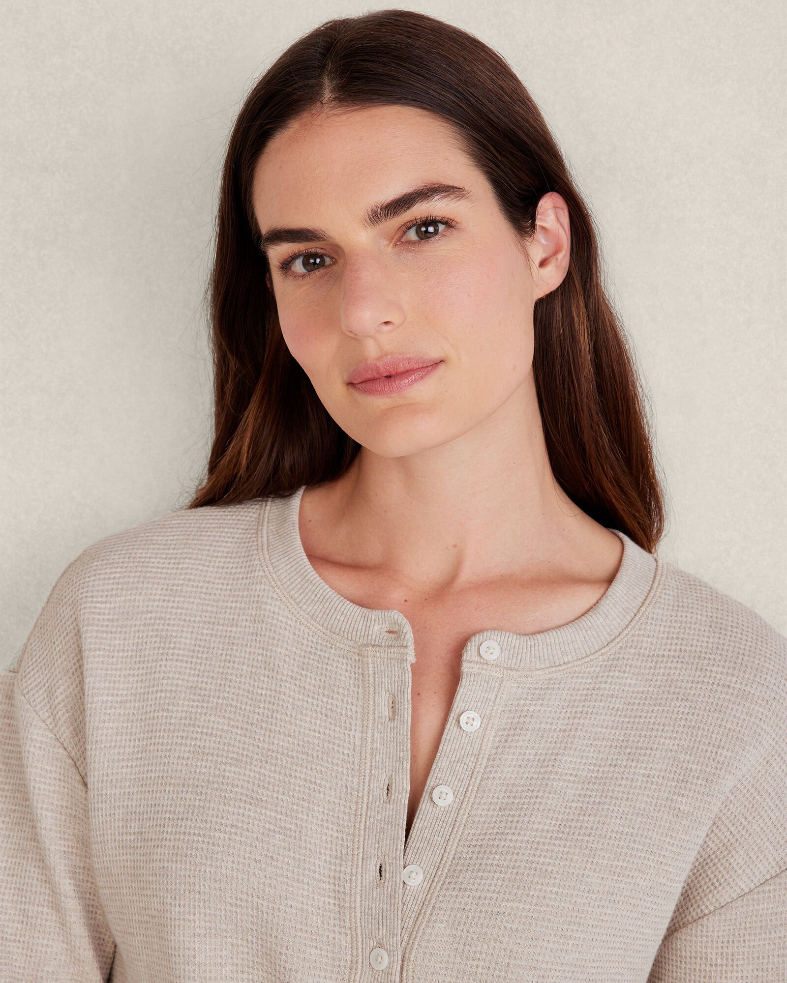 Organic Cotton Waffle Knit Henley Dress | Haven Well Within