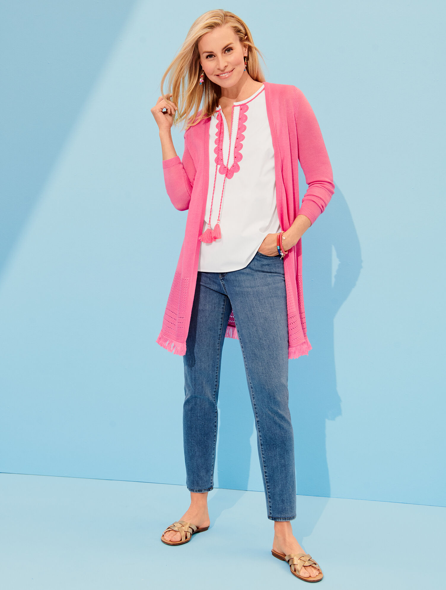 Appliquéd Tassel Poplin Tunic | Talbots