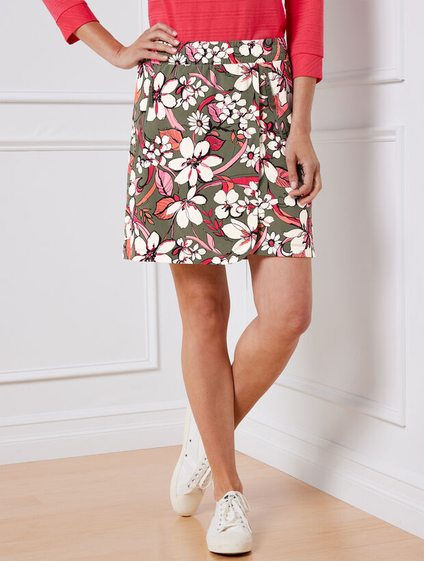 Lightweight Stretch Wrap Skort - Floral Garden | Talbots