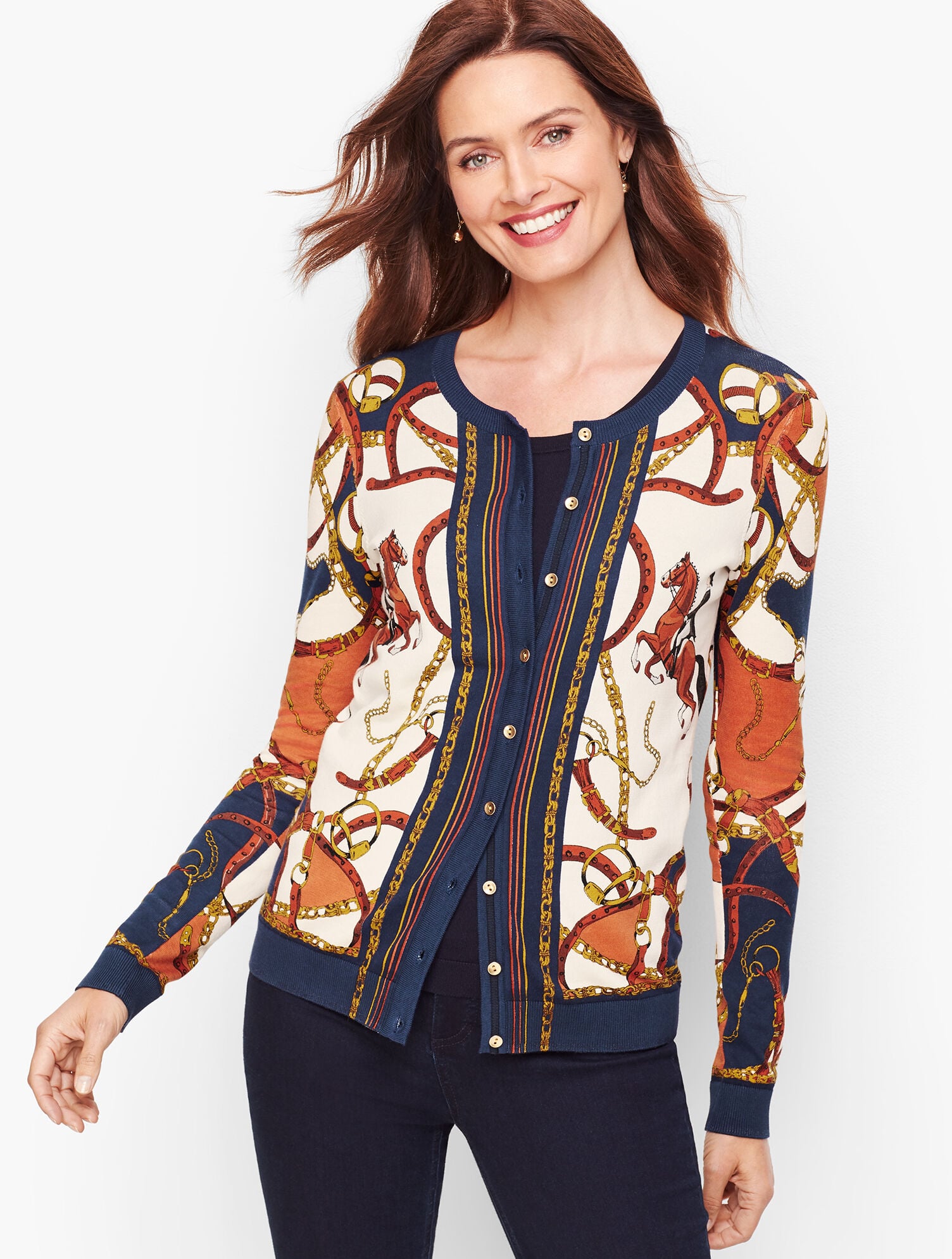 Charming Cardigan - Equestrian Print | Talbots