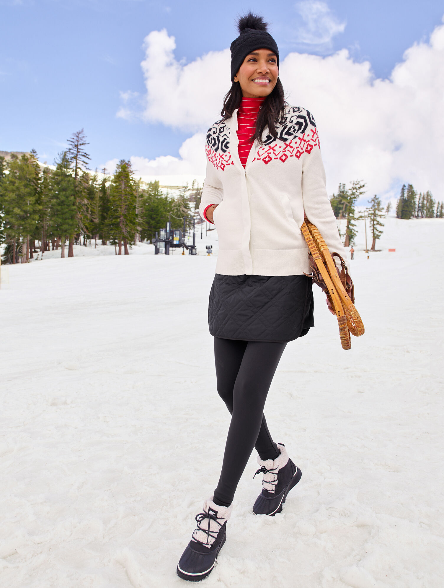 Snap Front Sweater Jacket - Wintery Geo | Talbots