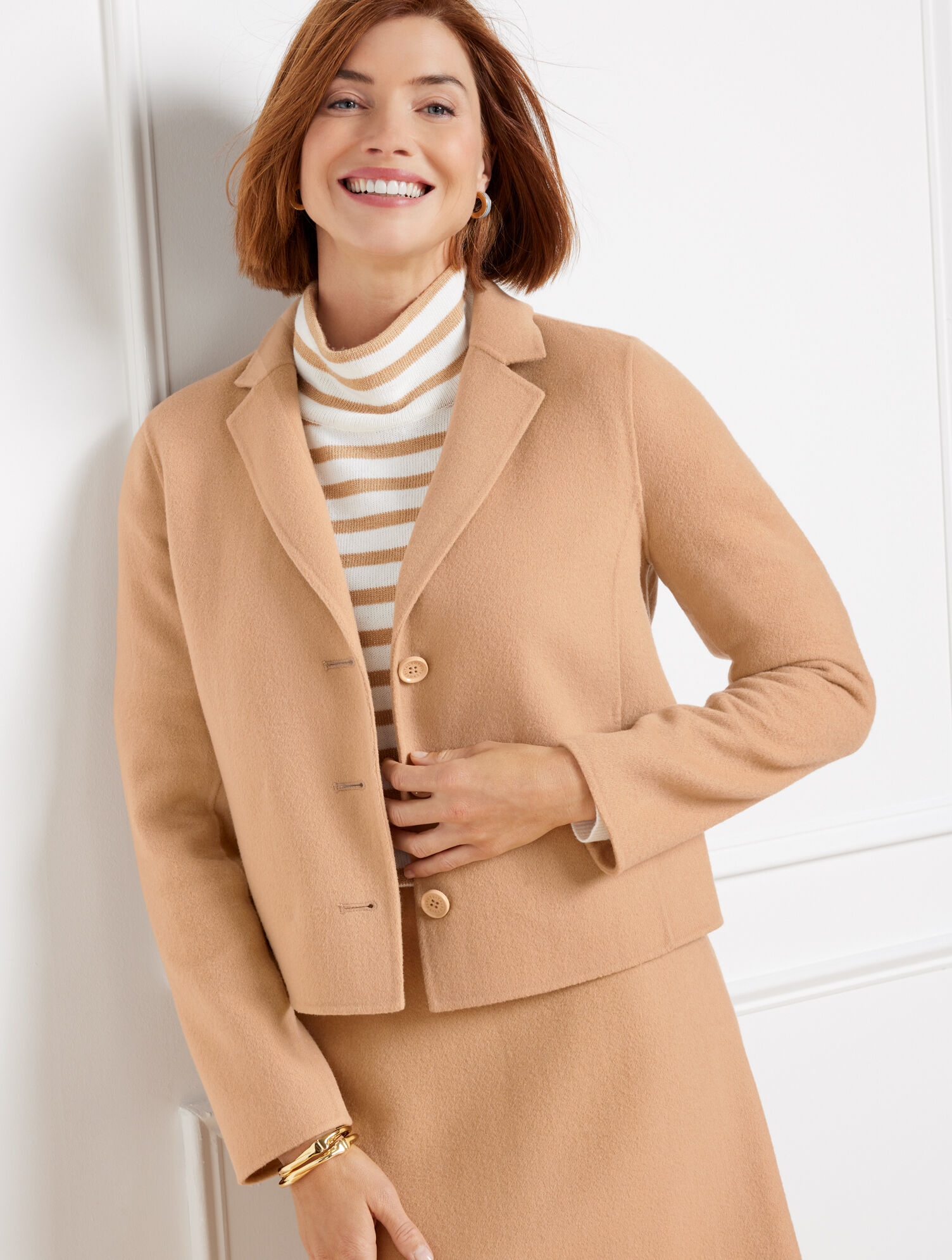 Double Face Wool Blend Crop Jacket | Talbots