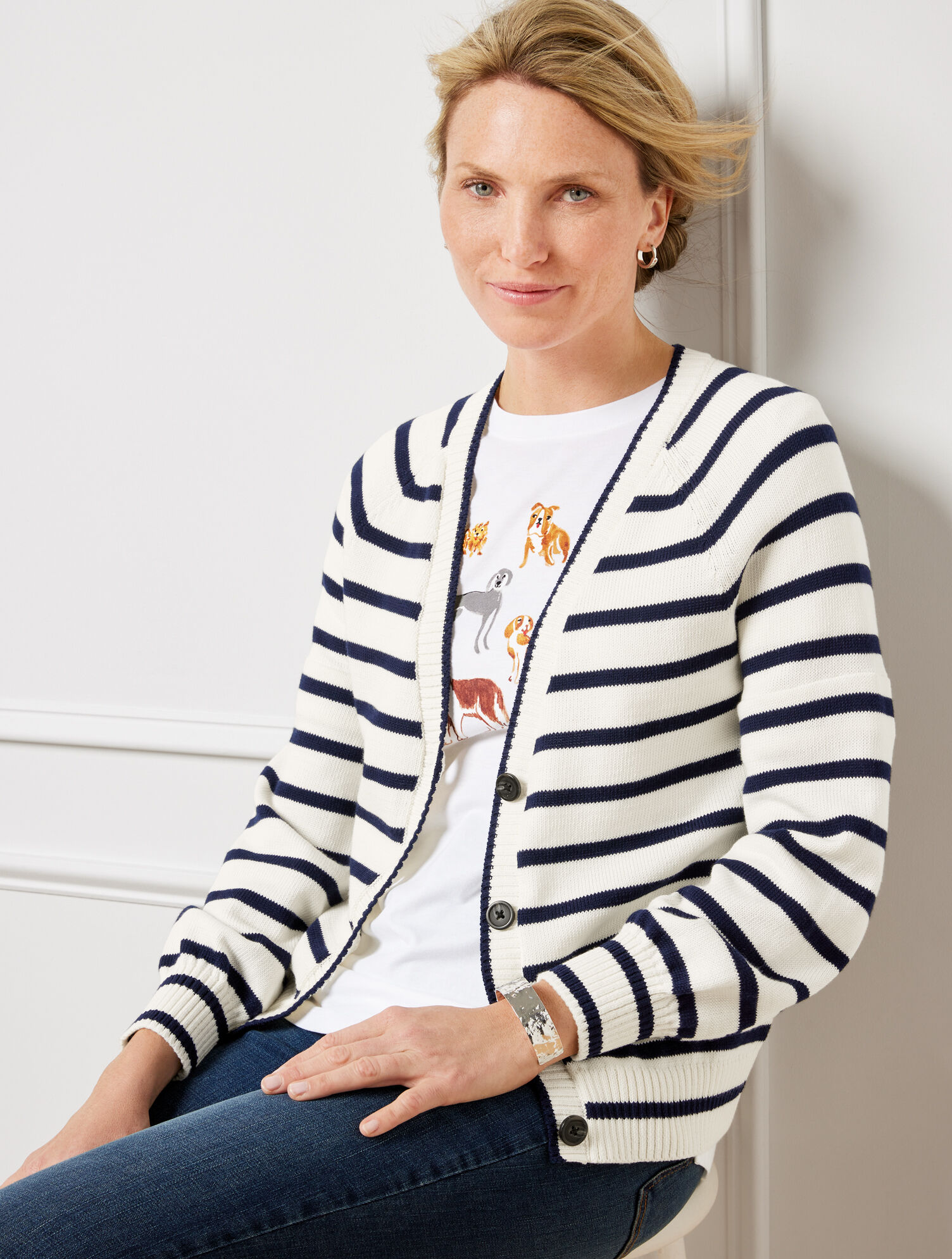 Stripe Raglan Sleeve Cardigan | Talbots