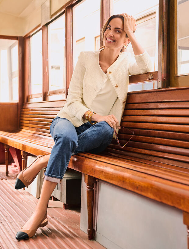 Amherst Tweed Collarless Jacket | Talbots