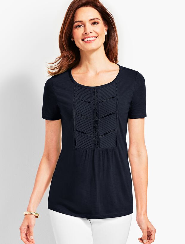 Woven Front Short-Sleeve Top | Talbots