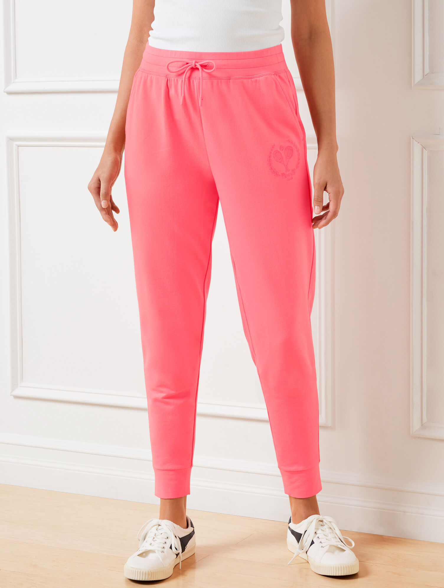 Modal French Terry Classic Embroidered Crest Joggers | Talbots