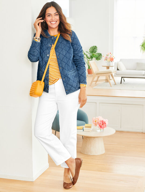 Collarless Quilted Jean Jacket | Talbots
