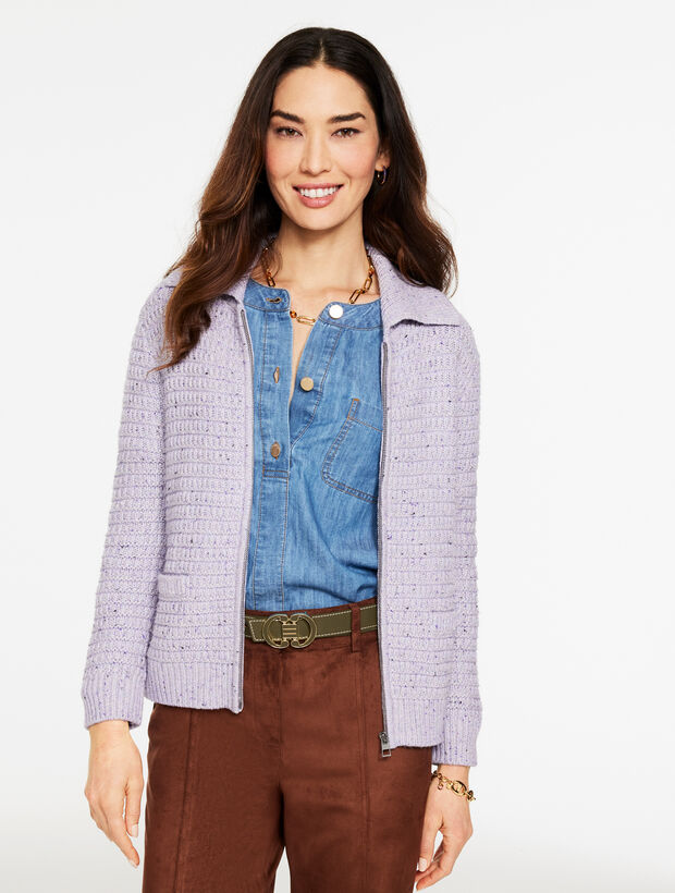 Tweed Zip Front Cardigan | Talbots