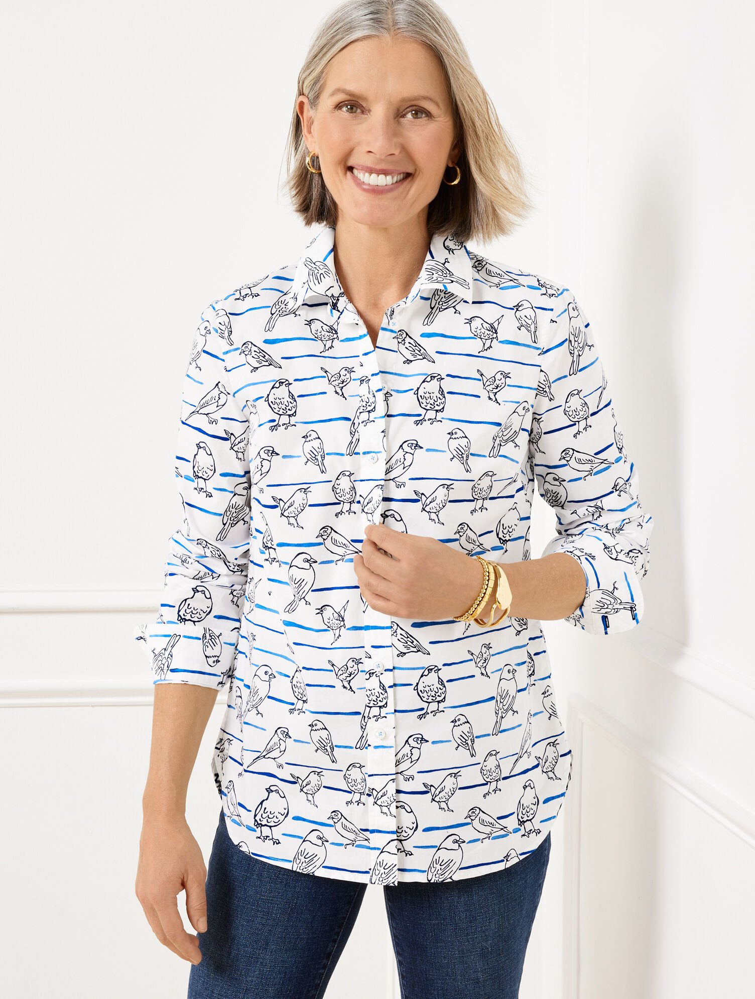 Modern Classic Shirt - Bird Stripes | Talbots