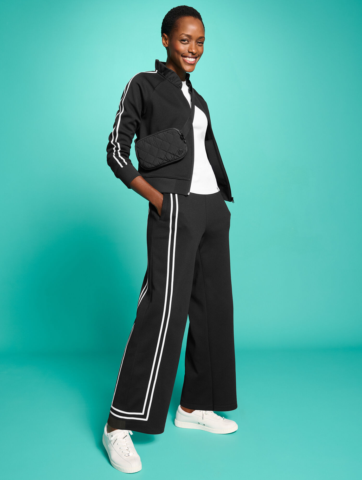 Piqué Tipped Wide Leg Pants | Talbots