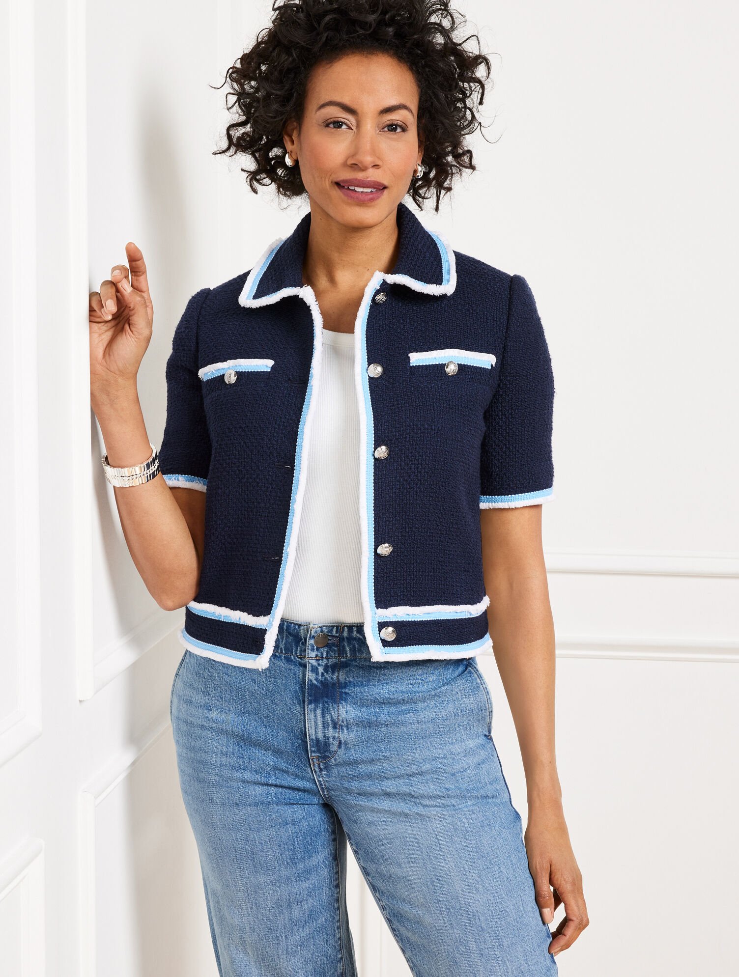 Amherst Tweed Fringe Jacket | Talbots