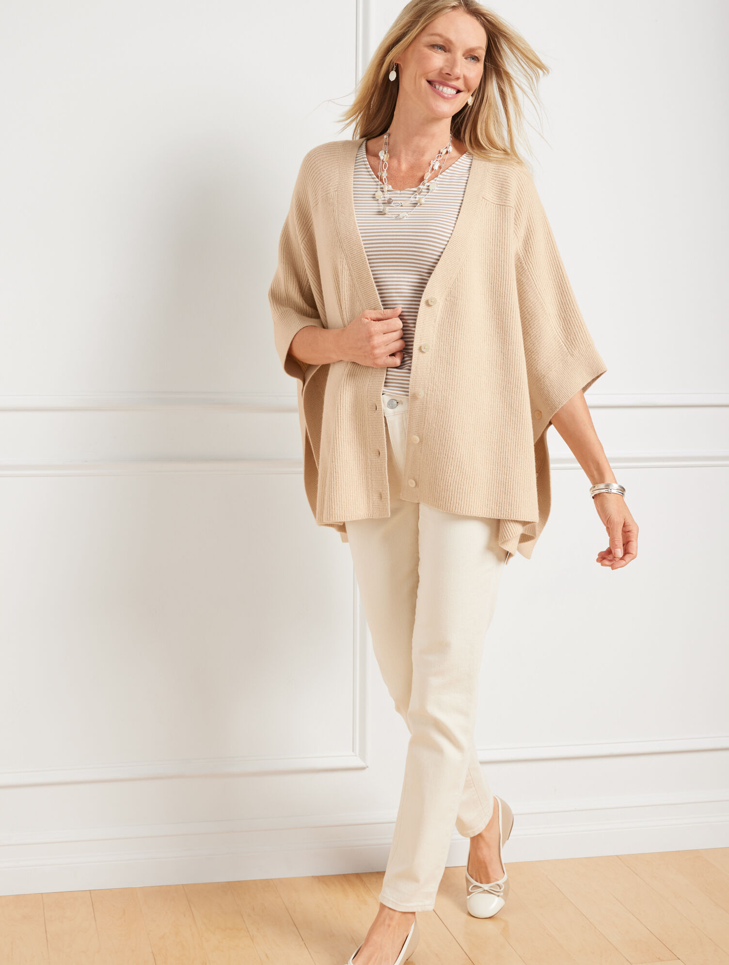 Button Front Poncho | Talbots