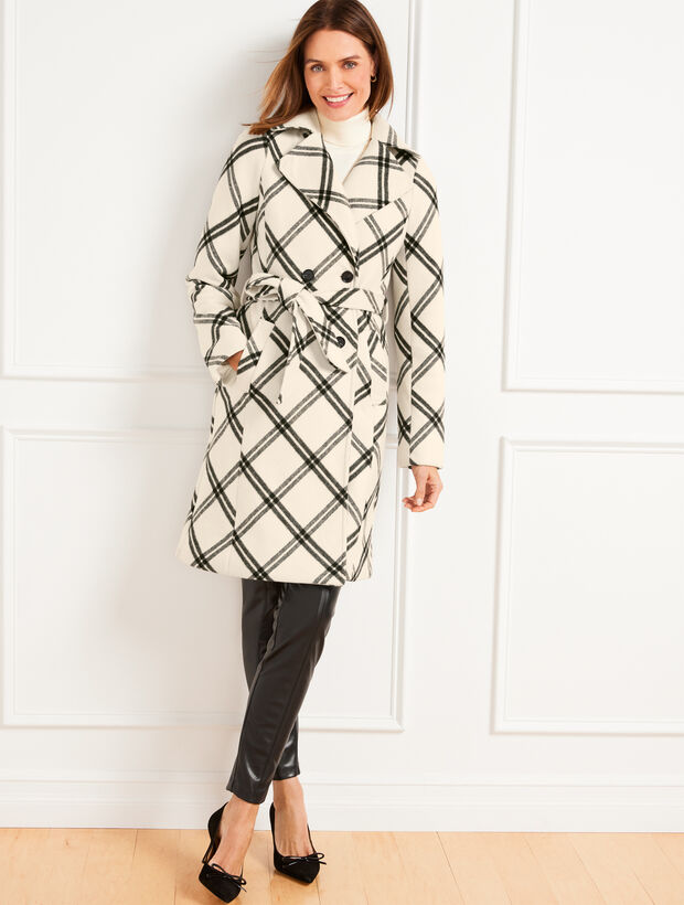 Belted Coat - Brushed Windowpane | Talbots