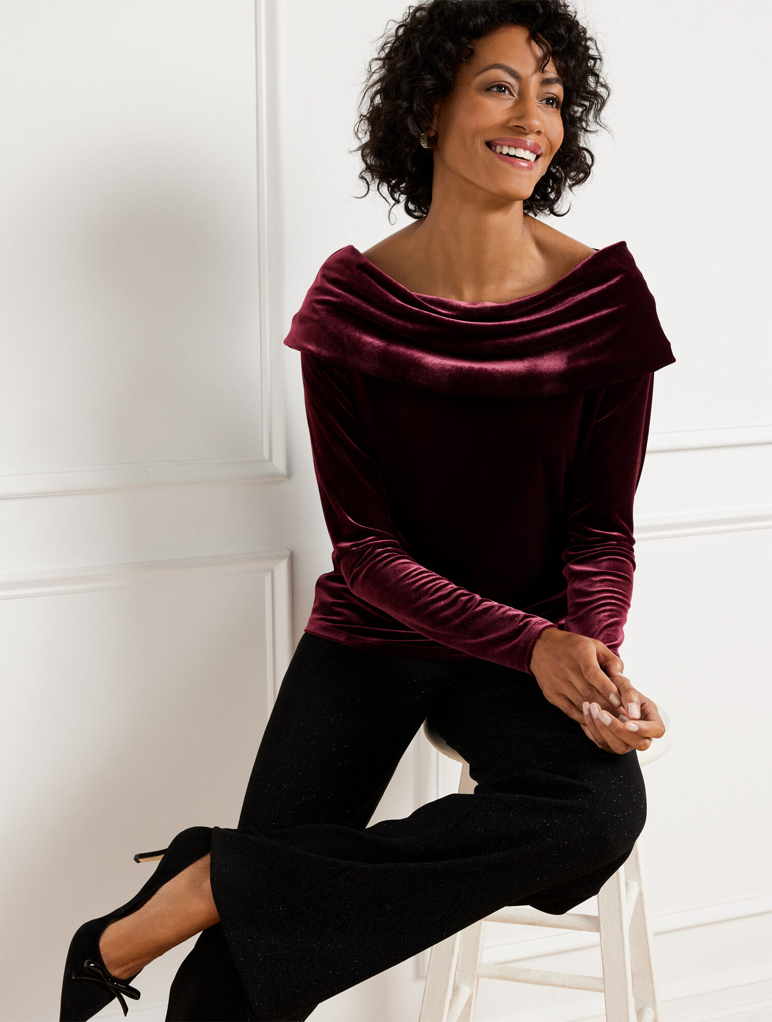 Off-The-Shoulder Velvet Top | Talbots