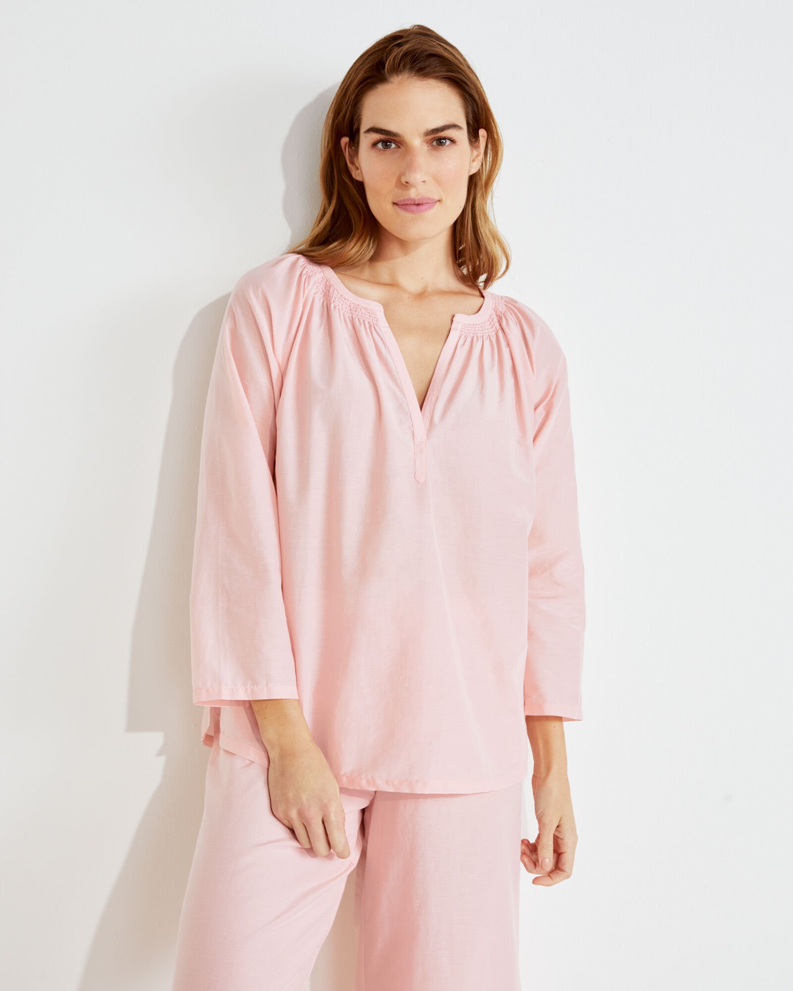 Cotton Silk Smocked Pajama Top | Haven Well Within