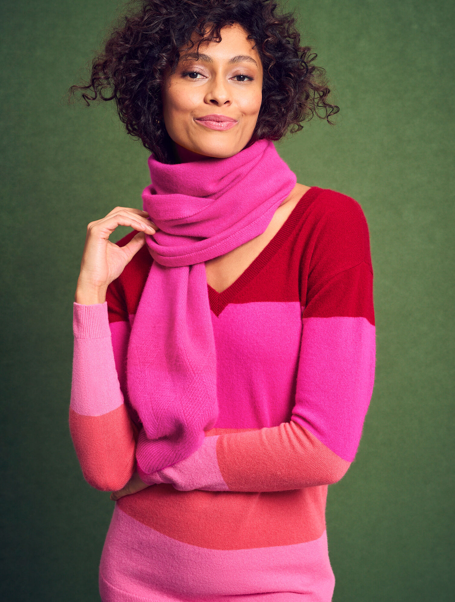 Cashmere V-Neck Pullover - Tonal stripe | Talbots