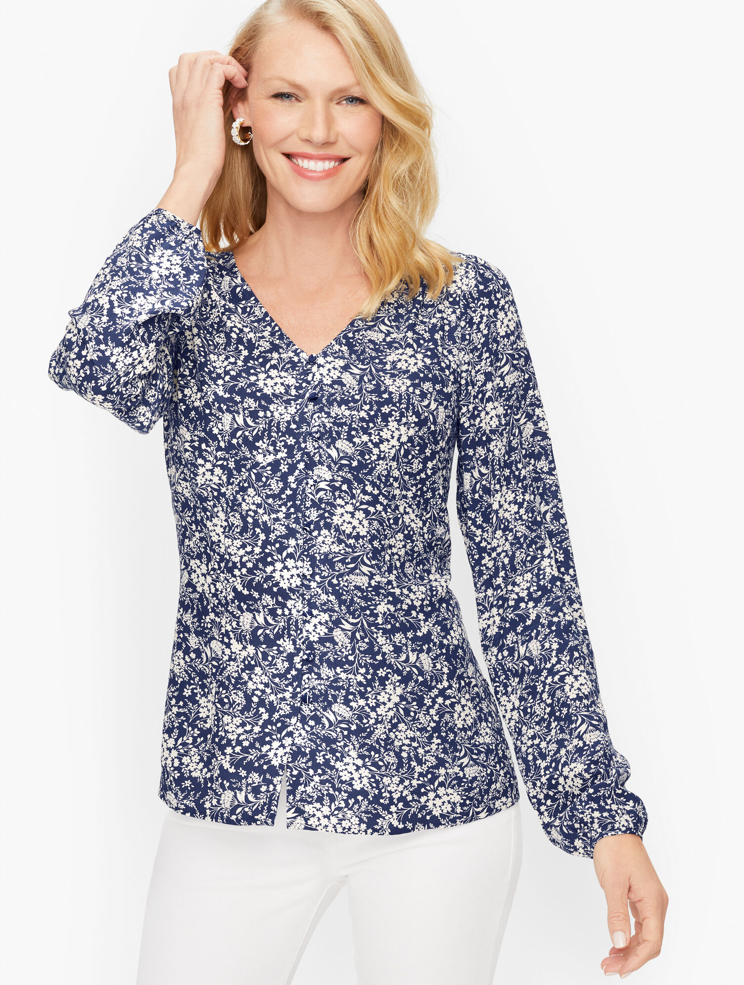 Flowing Botanical Blouse | Talbots