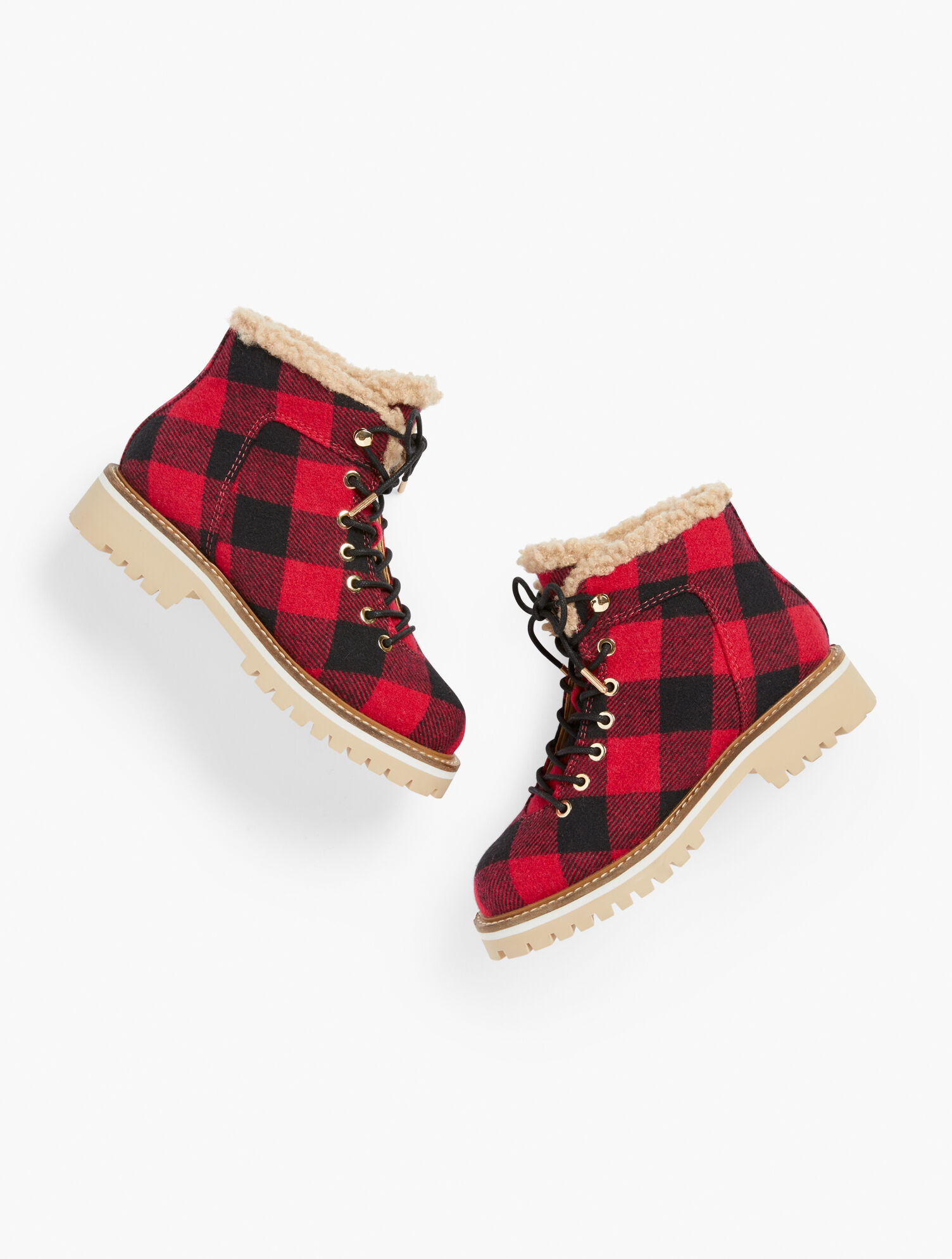 Jilly Buffalo Plaid Lace Up Boots | Talbots