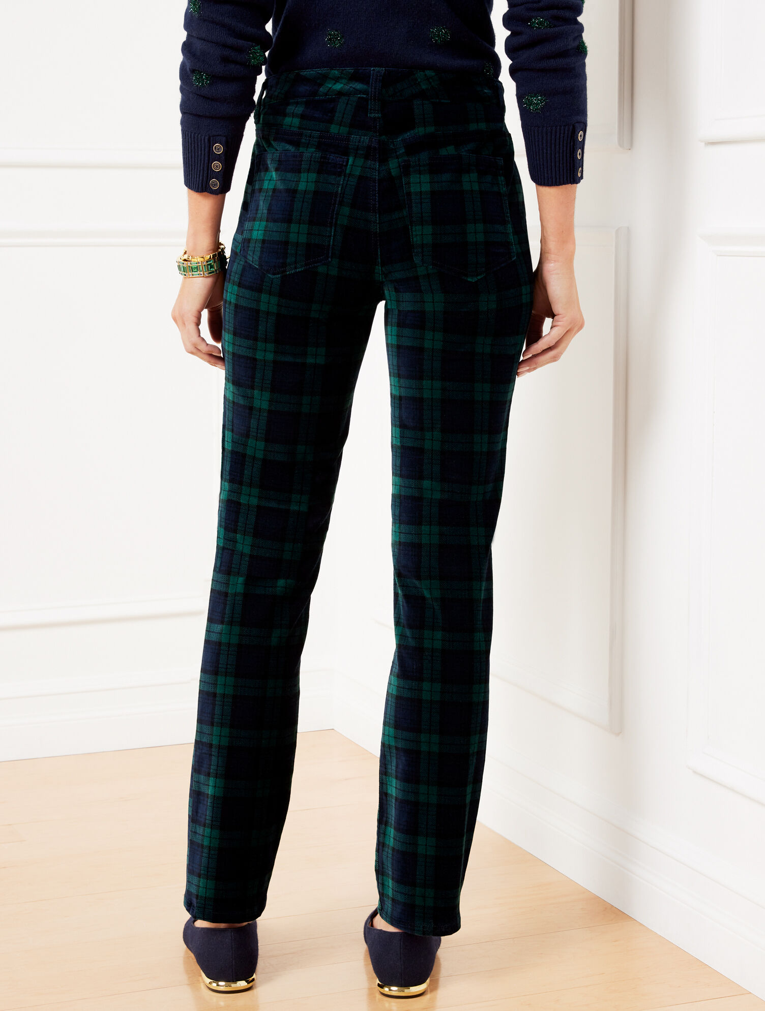 Straight Leg Velveteen Pants - Black Watch Tartan | Talbots