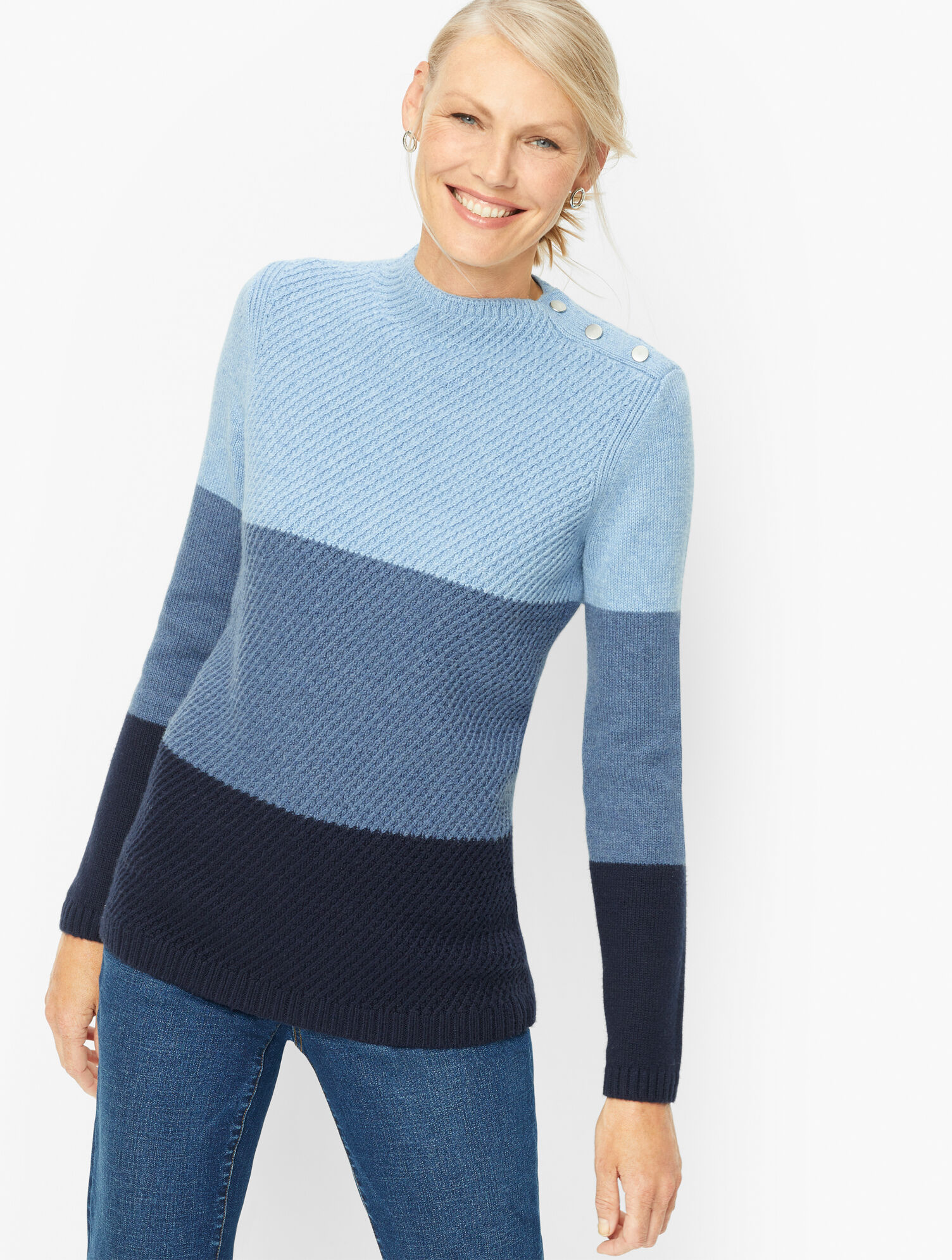 Colorblock Mockneck Pullover | Talbots