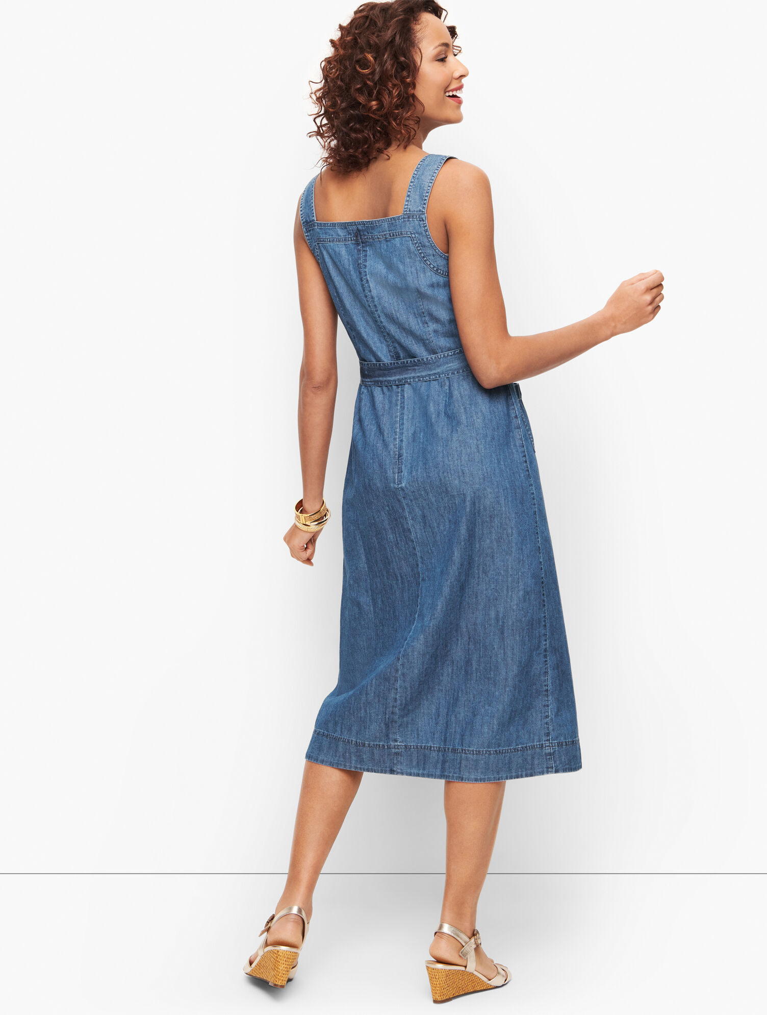 Striated Denim Fit & Flare Dress | Talbots