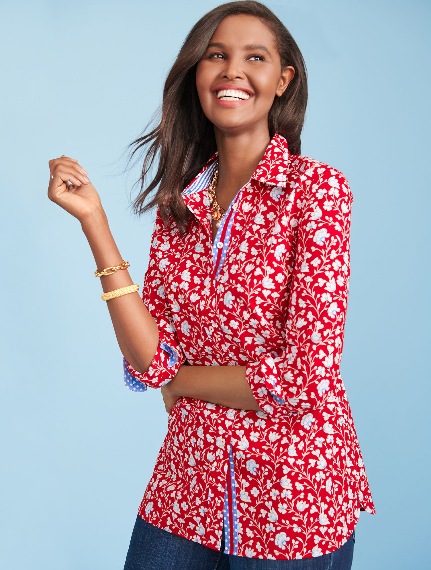 Classic Cotton Shirt - Floral Vines | Talbots