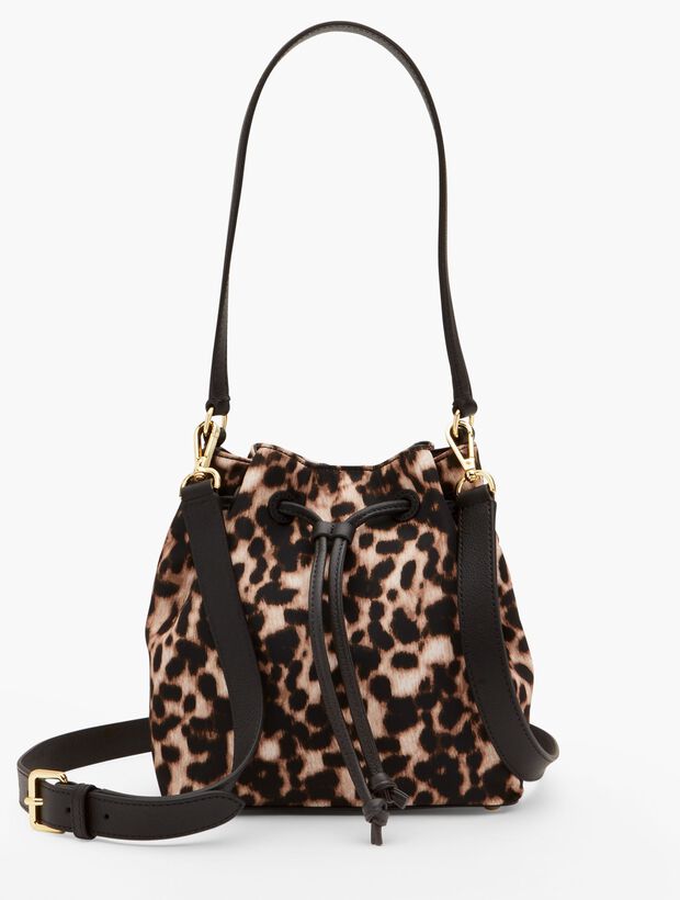 leopard print drawstring bag
