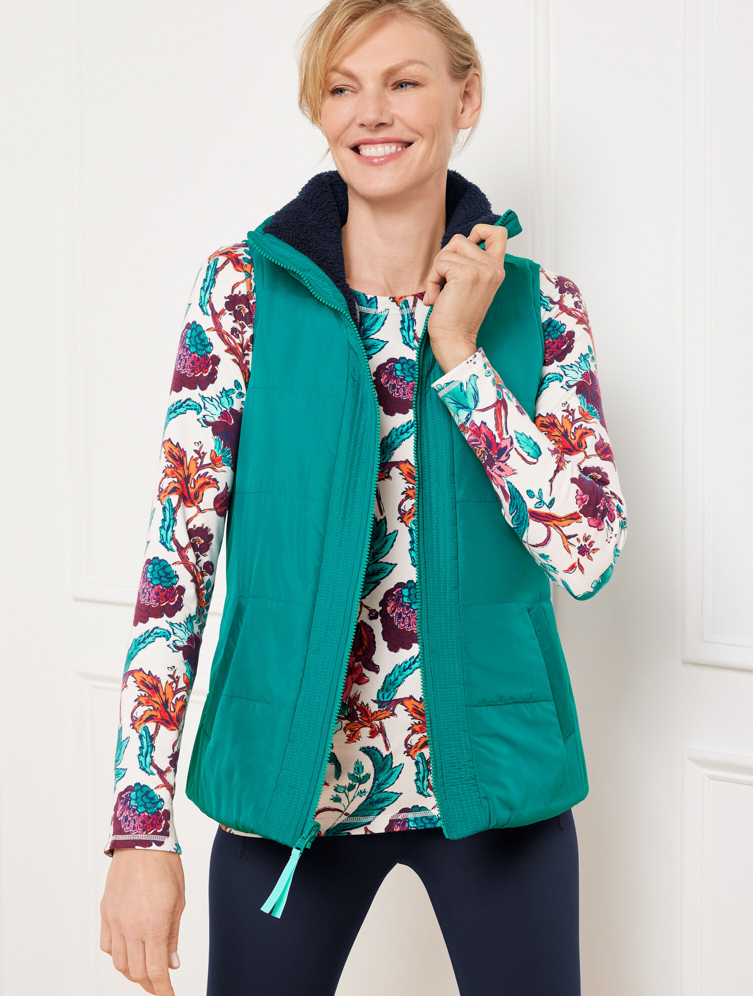 Reversible Sherpa Puffer Vest | Talbots