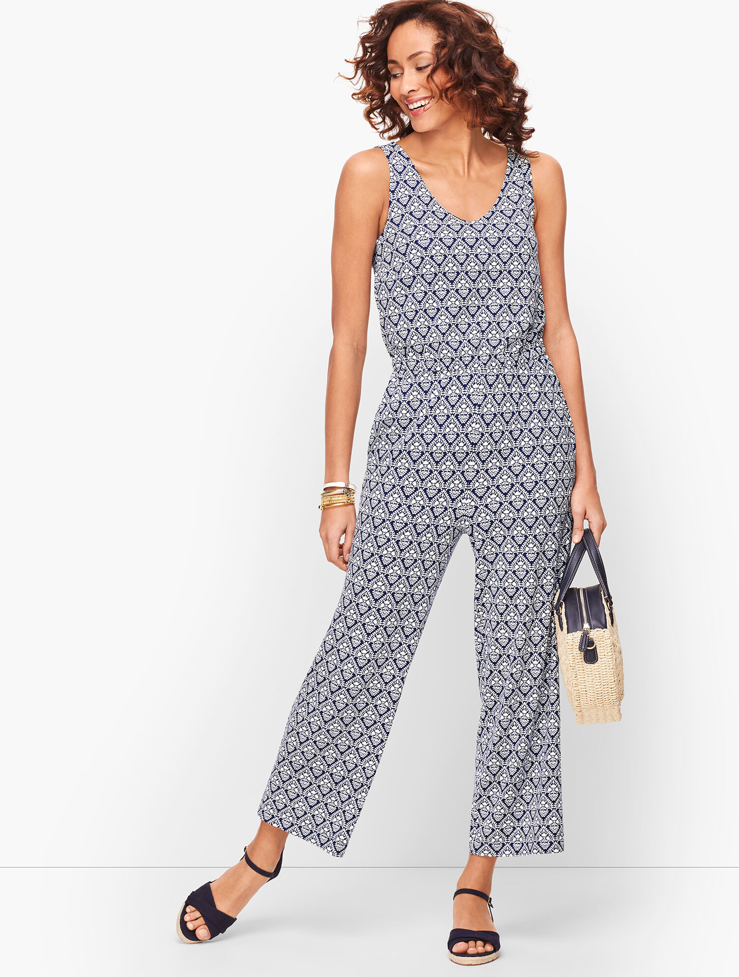 Twist Back Medallion Jumpsuit | Talbots
