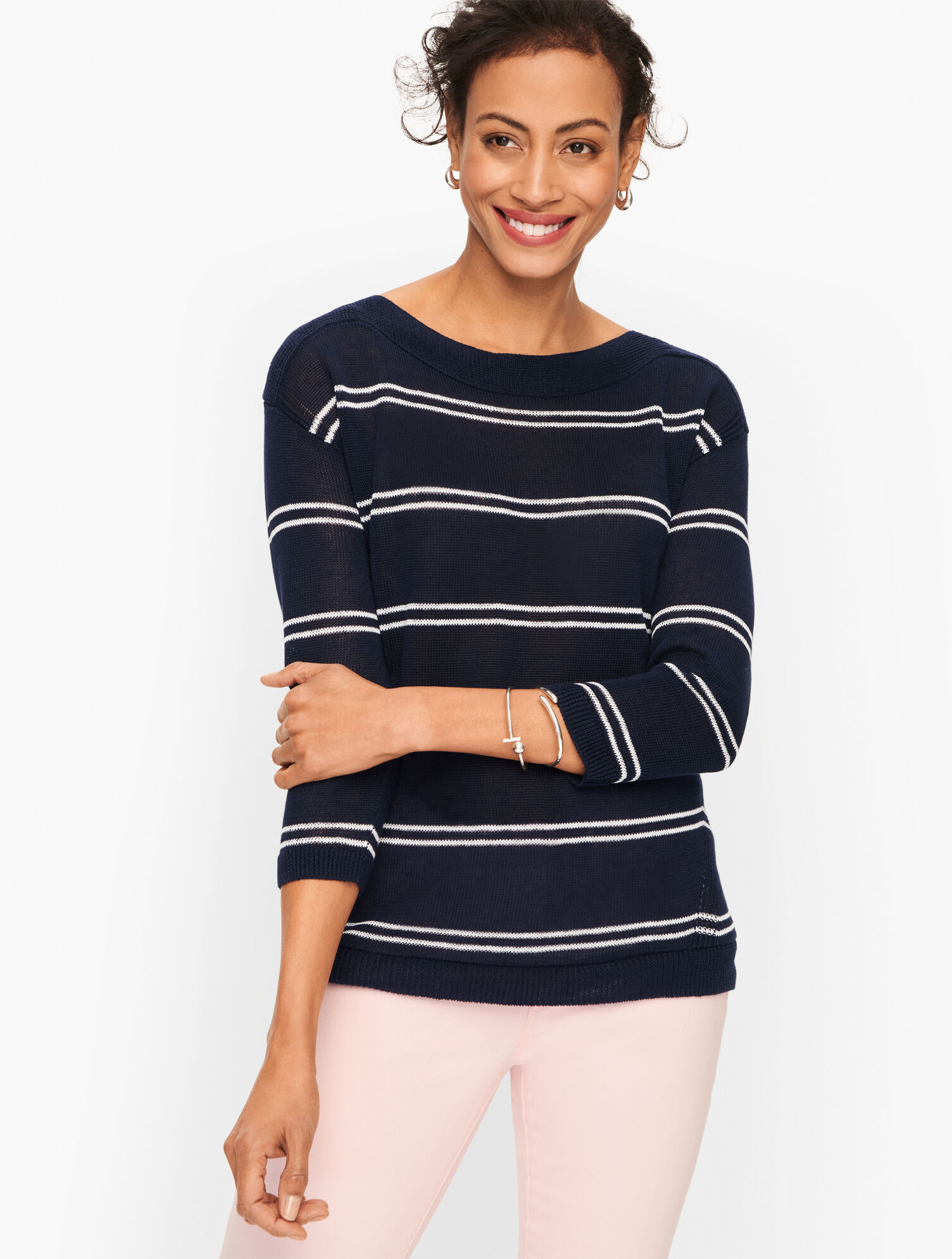 Linen Bateau Neck Sweater - Stripe | Talbots