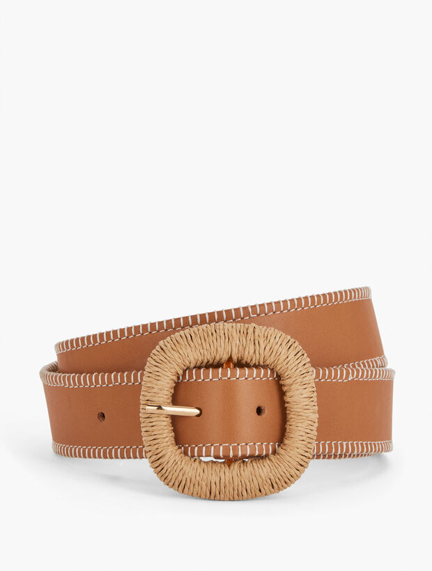 Raffia Buckle Leather Belt | Talbots