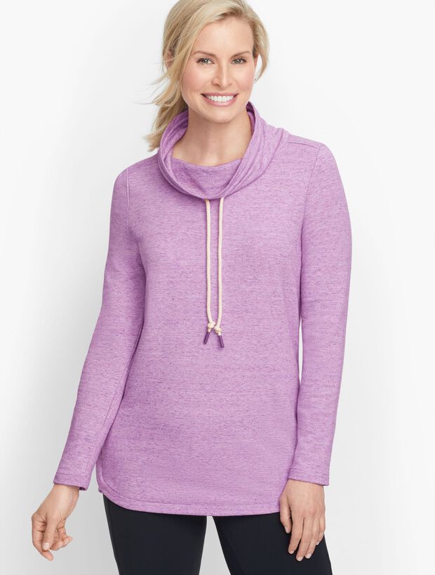 Heathered Drawstring Cowlneck Pullover | Talbots