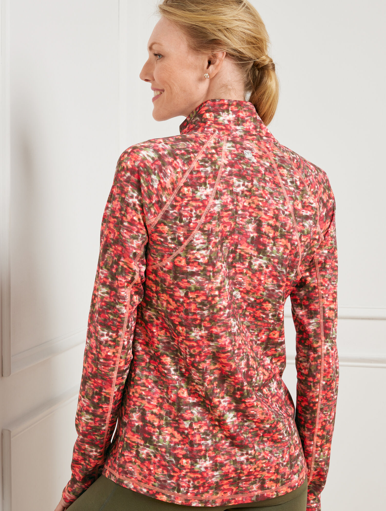 Performance Interlock Half-Zip Pullover - Textured Dots | Talbots