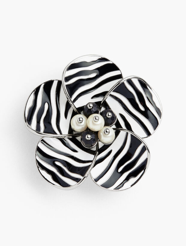 Zebra-Stripe Flower Brooch | Talbots