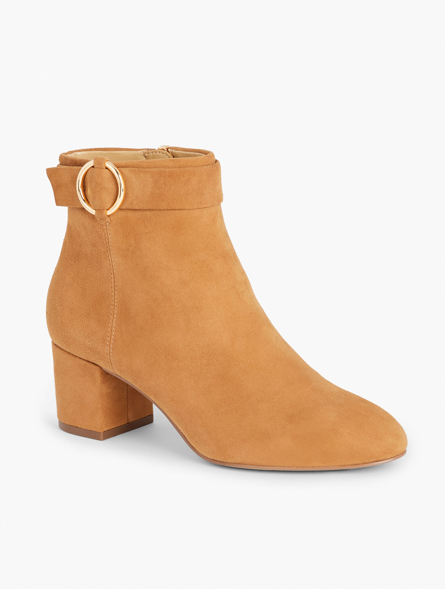 Maud Ring Block Heel Bootie - Suede | Talbots