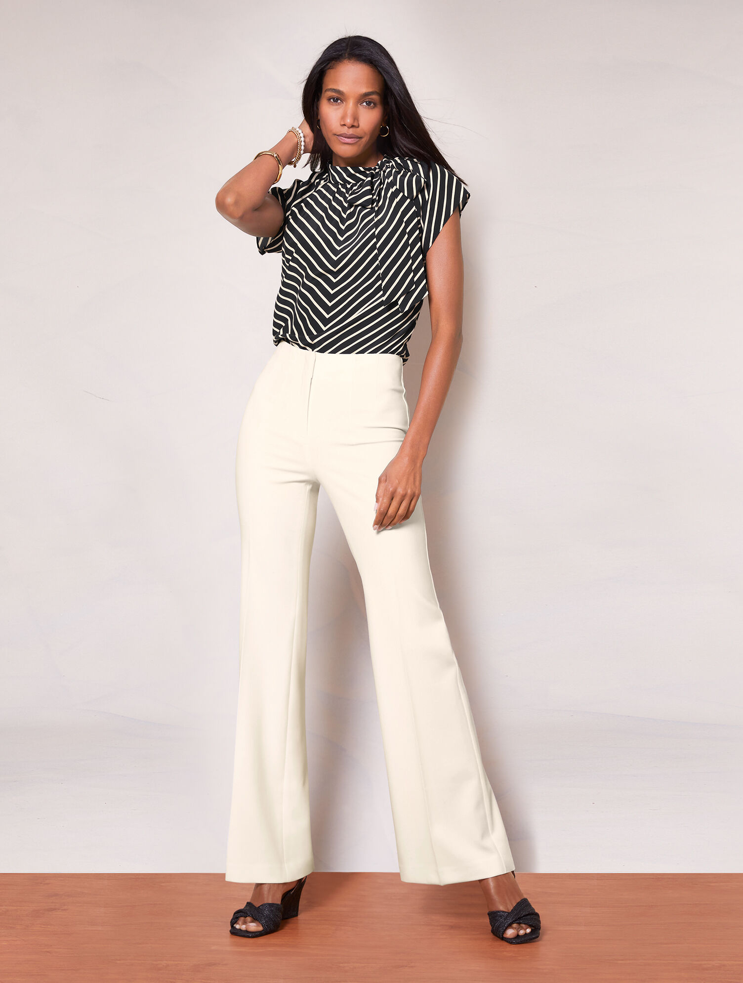 Tie Neck Top - Dynamic Chevron Stripe | Talbots