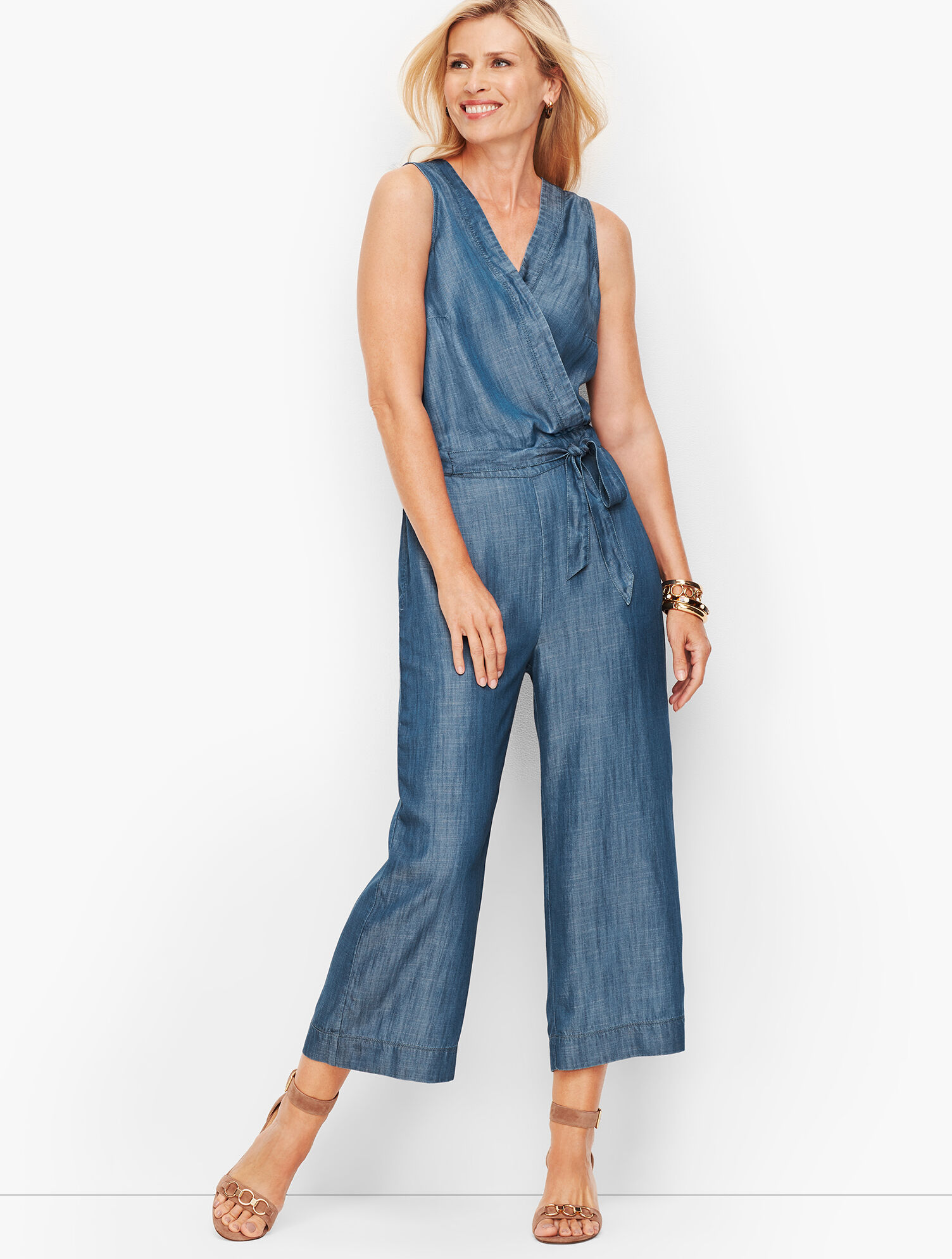 Tie-Front Jumpsuit- Denim | Talbots