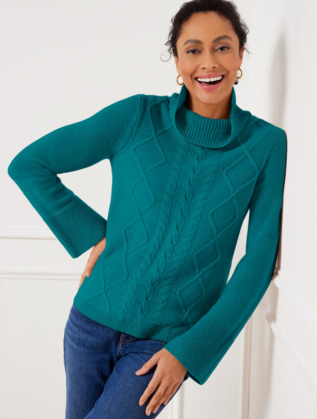 Cashmere Cable Knit Flare Cuff Sweater | Talbots