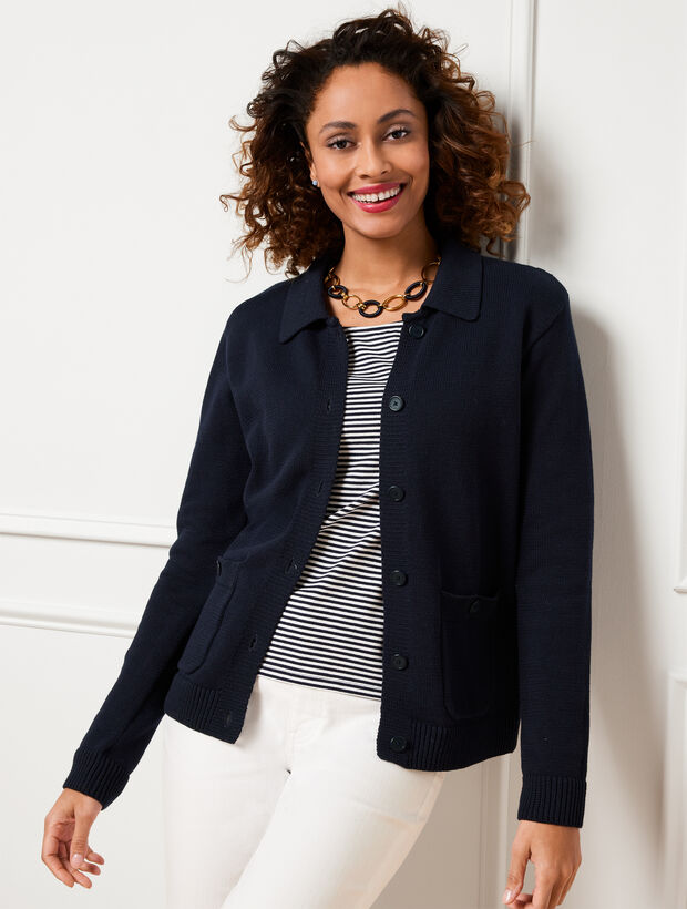 Drop Shoulder Collared Cardigan | Talbots