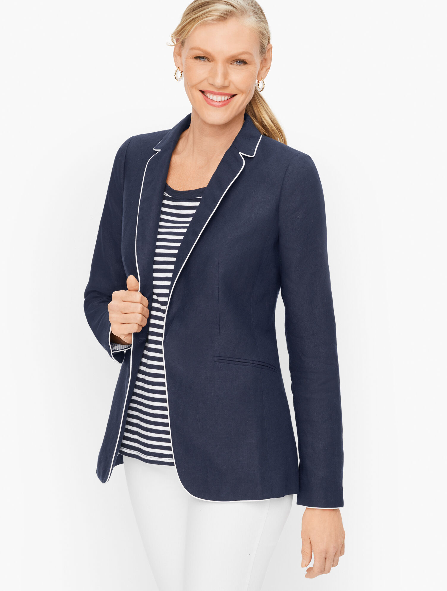 Classic Linen Blazer - Piped | Talbots